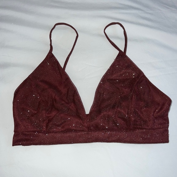 Windsor | Intimates & Sleepwear | Windsor Burgundy Glitter Bralette ...